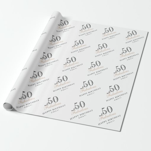 50 and Fabulous Modern Woman 50th Birthday Wrapping Paper | Zazzle