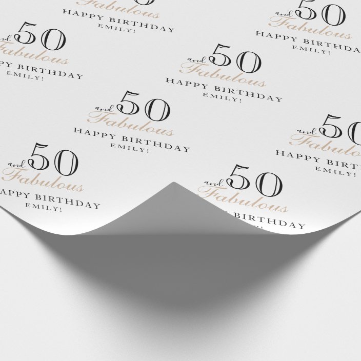 50 and Fabulous Modern Woman 50th Birthday Wrapping Paper | Zazzle