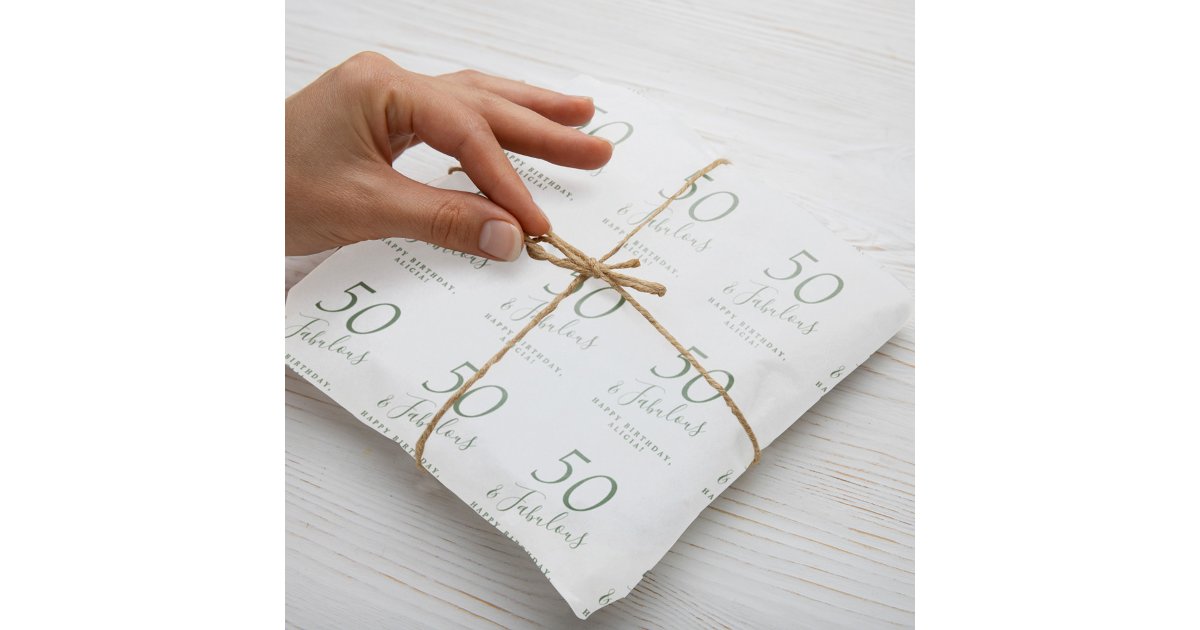 50 and fabulous name personalized birthday wrapping paper | Zazzle