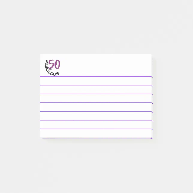 "50 and Fabulous" | Purple & Black Typography Post-it Notes | Zazzle