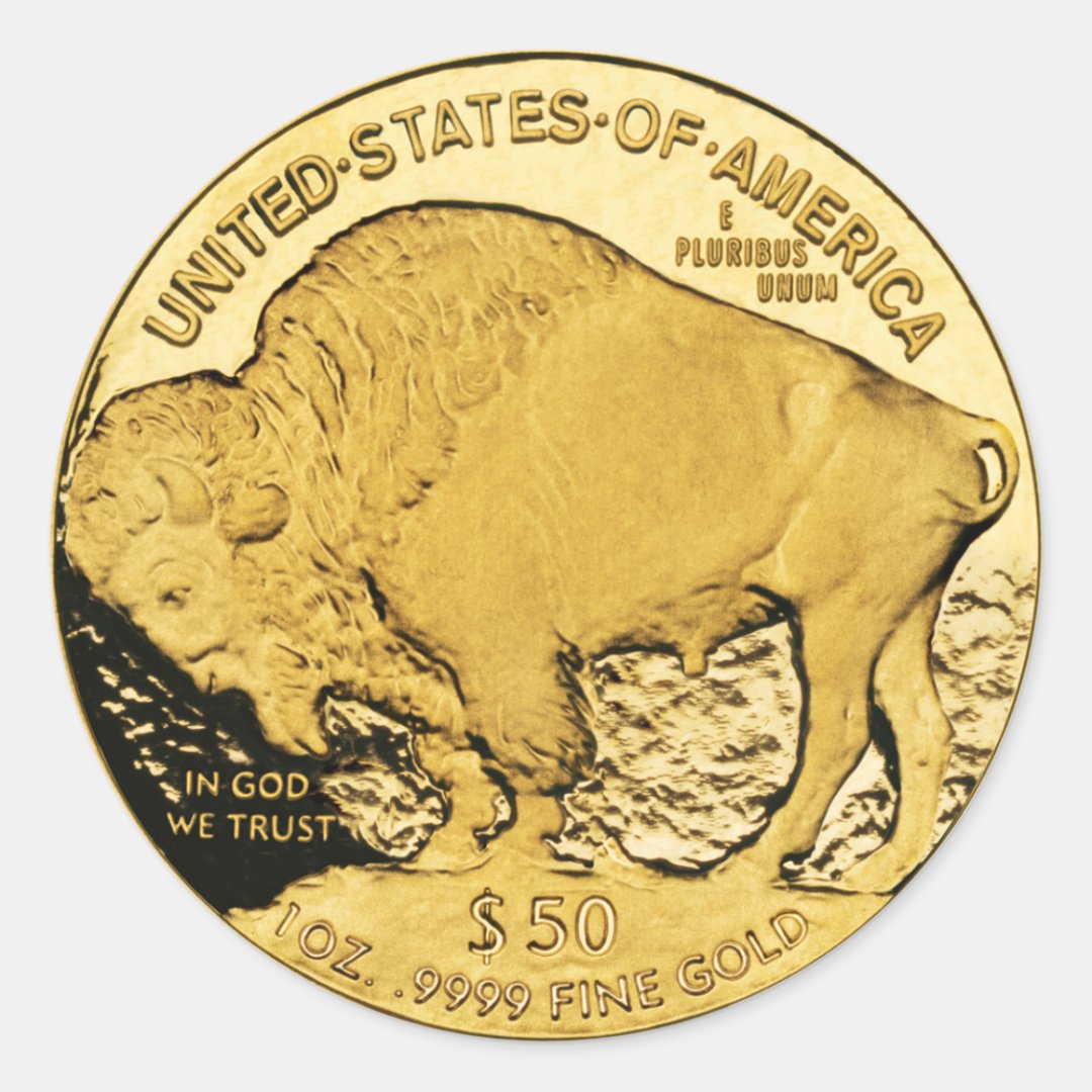 50 Dollar Gold Buffalo Coin Classic Round Sticker | Zazzle