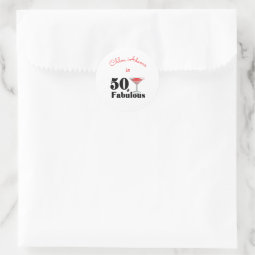 50 & Fabulous Birthday Bash Personalized Classic Round Sticker | Zazzle