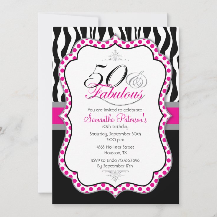 50 And Fabulous Birthday Party Invitation Zazzle