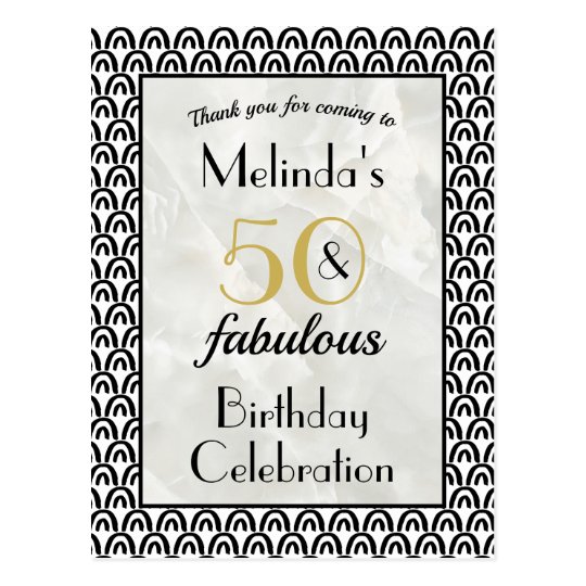 50 & Fabulous Birthday Party Thank You Postcard | Zazzle.com