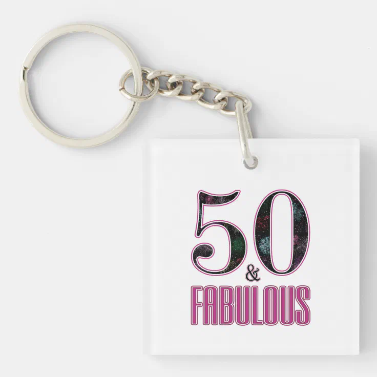 50 & Fabulous Black Pink 50th Birthday Photo Keychain | Zazzle