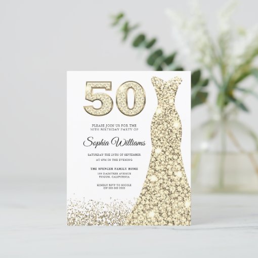 50 & Fabulous! Budget Womans 50th Birthday Invite | Zazzle