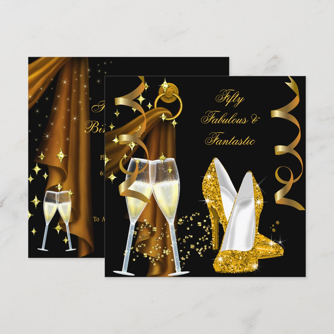 50 Fabulous & Fantastic Golden Champagne Party Invitation | Zazzle