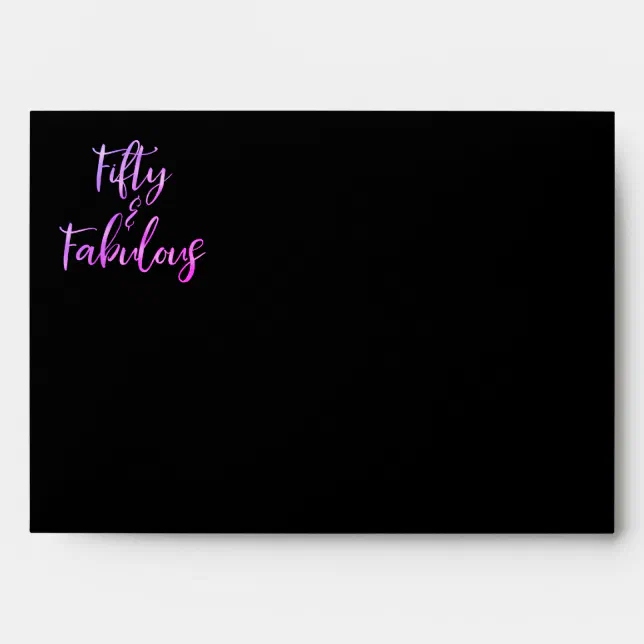 50 & Fabulous Pink Address Printed on Back Envelope | Zazzle