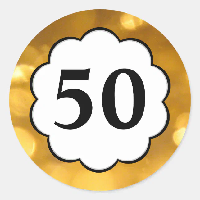 50 - Golden Numbers Sticker | Zazzle