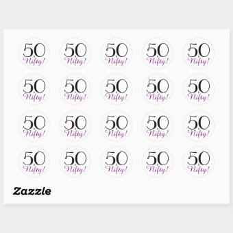 50 is Nifty! 50th Birthday Party Classic Round Sticker | Zazzle