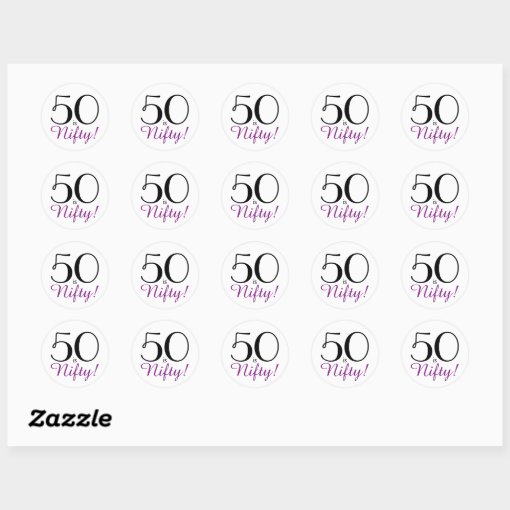 50 is Nifty! 50th Birthday Party Classic Round Sticker | Zazzle