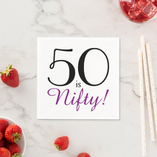 50 is Nifty! 50th Birthday Party Paper Napkin | Zazzle