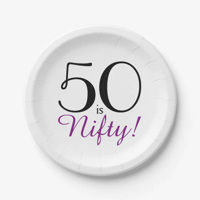 50 is Nifty! 50th Birthday Party Paper Plate | Zazzle