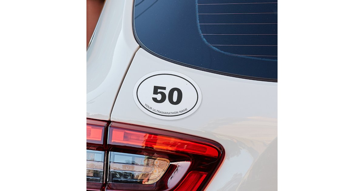 50 Mile Custom Ultramarathon Name Euro Oval Car Magnet | Zazzle