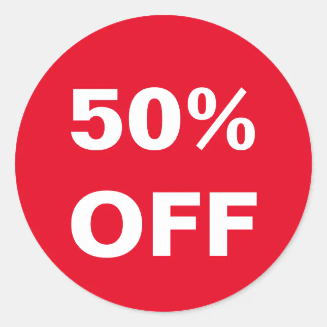 50 Percent Off price Retail store sales stickers | Zazzle