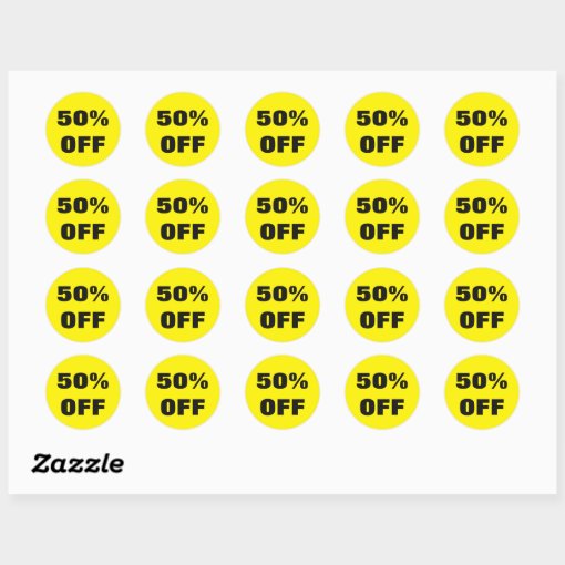 50 Percent Off stickers for store sales promotions | Zazzle