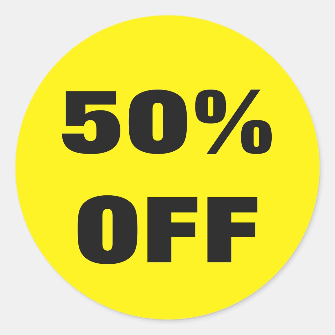 50 Percent Off stickers for store sales promotions | Zazzle