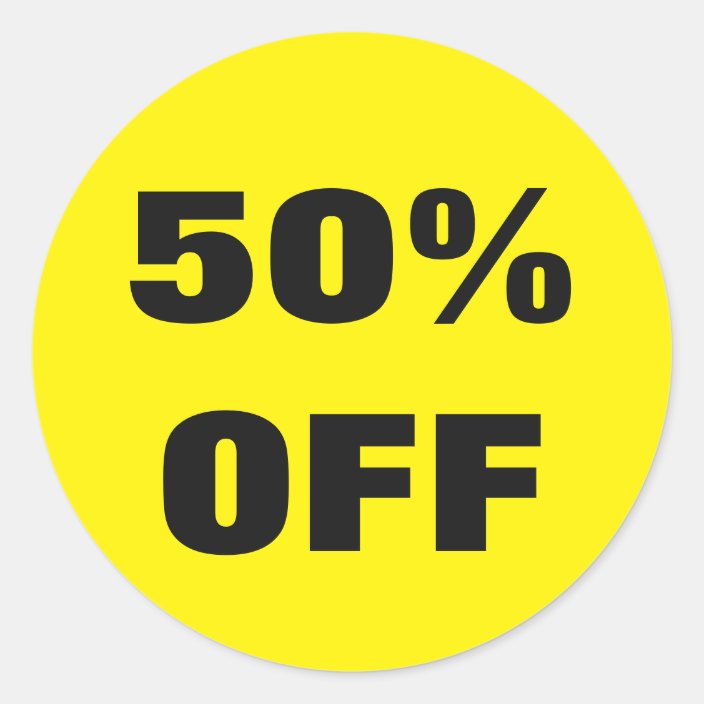 50 Percent Off stickers for store sales promotions | Zazzle.com