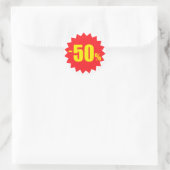 50 percent sale discount stickers, white and red classic round sticker ...