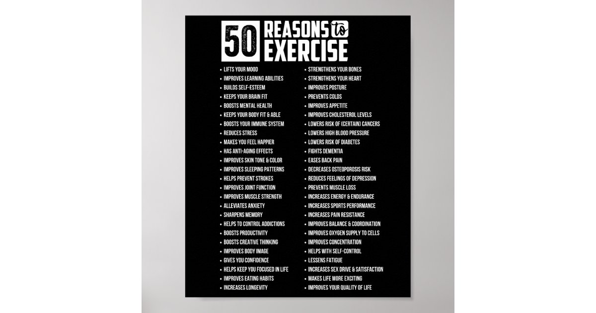 50 Reasons to Workout Poster | Zazzle