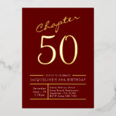 50 Red 50th Birthday Party Gold Foil Invitation | Zazzle