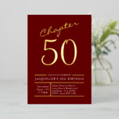 50 Red 50th Birthday Party Gold Foil Invitation | Zazzle