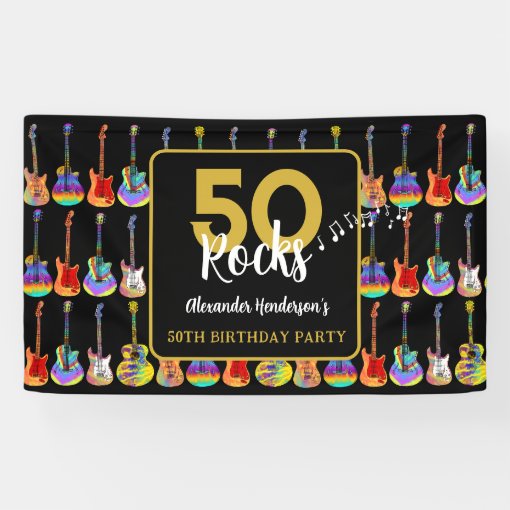 50 Rocks 50th Birthday Party Add Name Banner | Zazzle