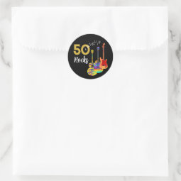 50 Rocks 50th birthday party Classic Round Sticker | Zazzle