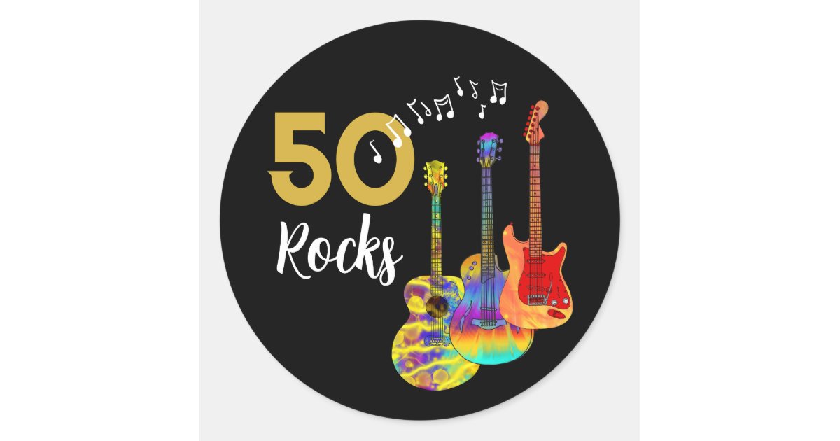 50 Rocks 50th birthday party Classic Round Sticker | Zazzle