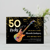 50 Rocks 50th Birthday Party Gold Glitter Foil Invitation | Zazzle