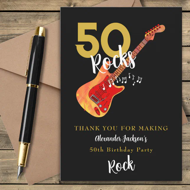 50 Rocks 50th Birthday Party Thank You | Zazzle