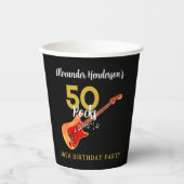 50 Rocks Cool Guitar 50th Birthday Party Paper Cups | Zazzle