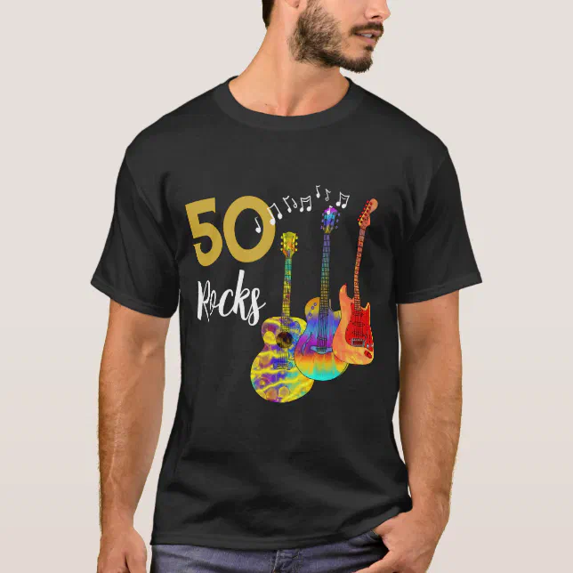 50 Rocks Guitar 50th birthday party T-Shirt | Zazzle