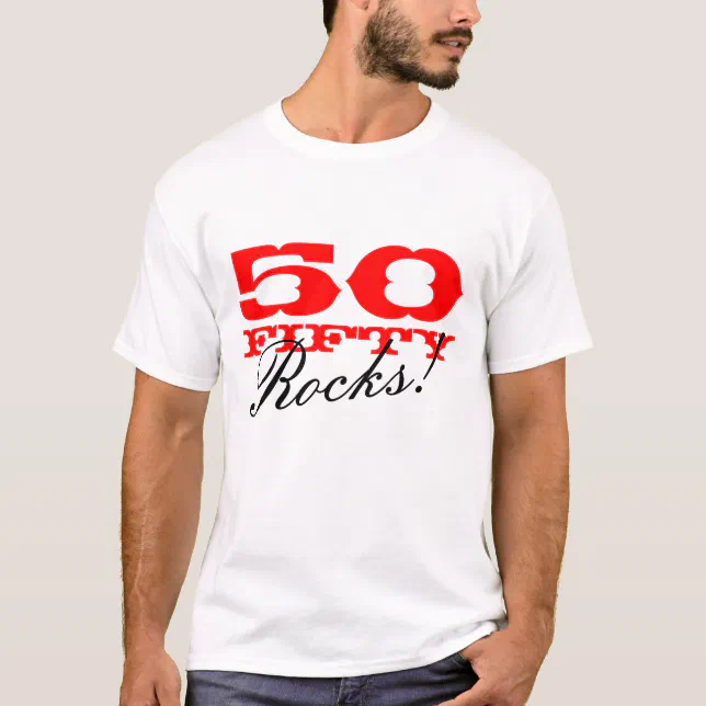 50 Rocks! t shirt for 50th Birthday party | Zazzle