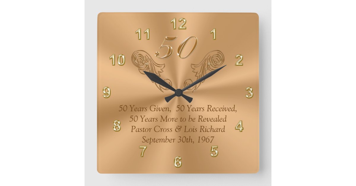 50 Year Celebration Clock with Your Text or Delete | Zazzle