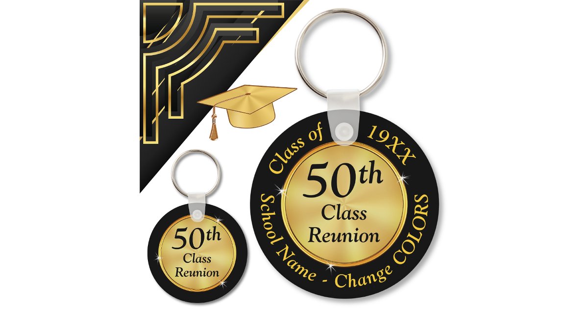 50 year Class Reunion Souvenirs, Change COLORS Keychain | Zazzle