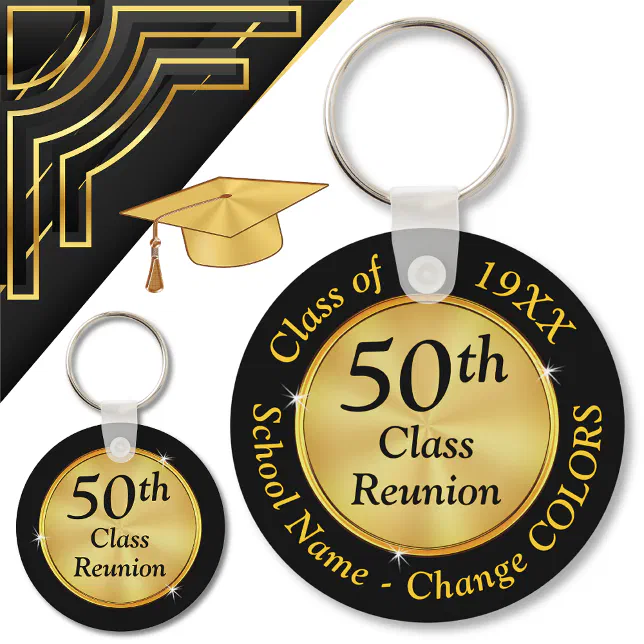 50 year Class Reunion Souvenirs, Change COLORS Keychain | Zazzle