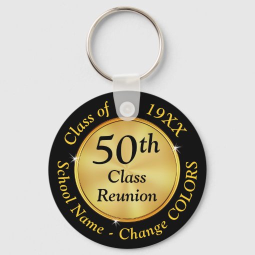 50 year Class Reunion Souvenirs, Change COLORS Keychain | Zazzle
