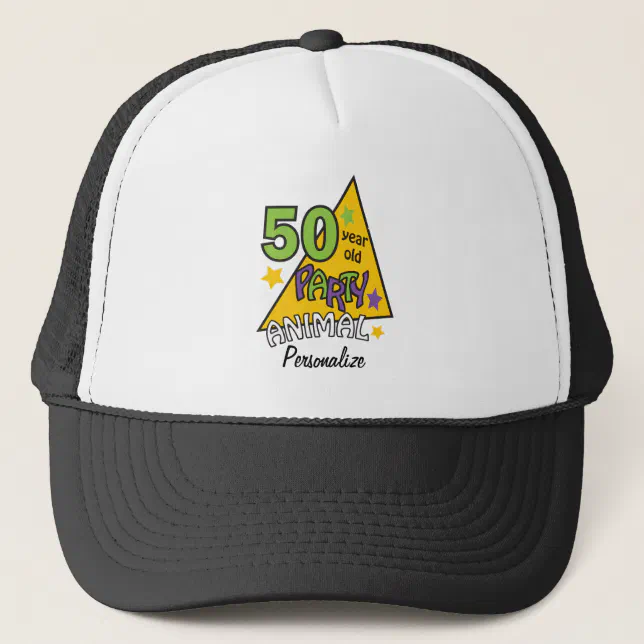 50 Year Old Party Animal | 50th Birthday Trucker Hat | Zazzle