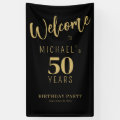 50 years birthday name personalized black gold banner | Zazzle