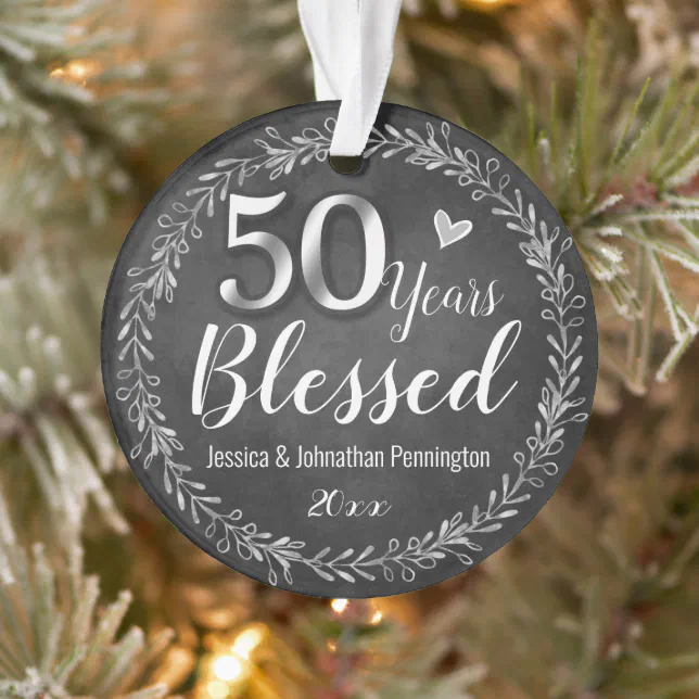 50 Years Blessed Wedding Anniversary Ornament | Zazzle