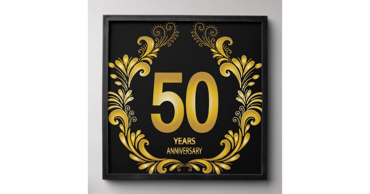 50 Years Gold Glitter Anniversary Peel And Stick Photo Tile | Zazzle