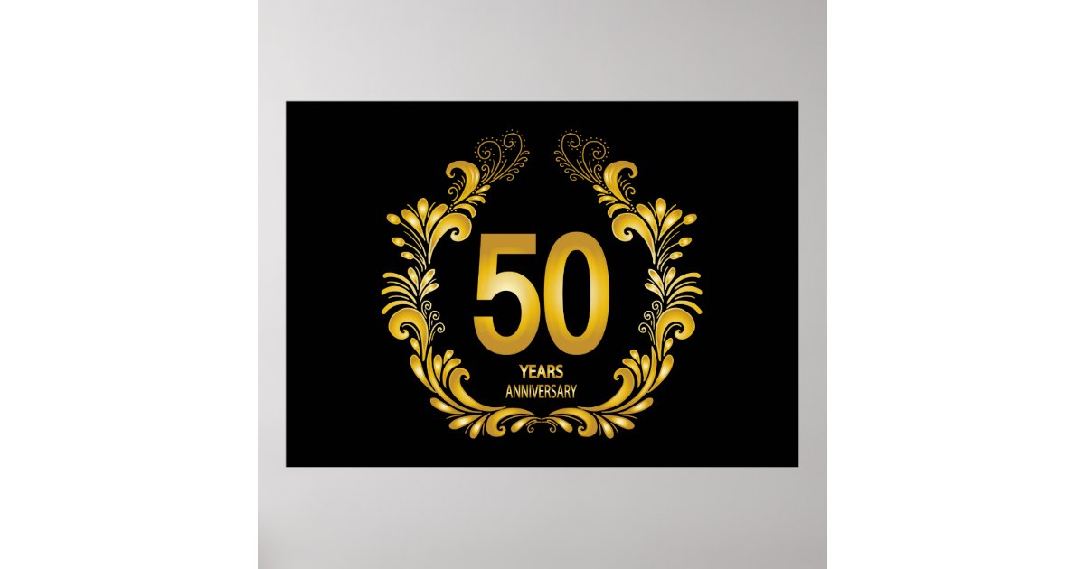 50 Years Gold Glitter Anniversary Poster | Zazzle