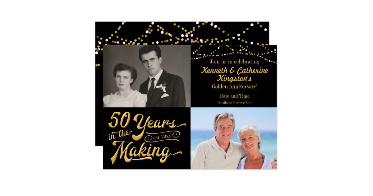 50 YEARS IN THE MAKING Anniversary Then & Now Pics Invitation | Zazzle.com