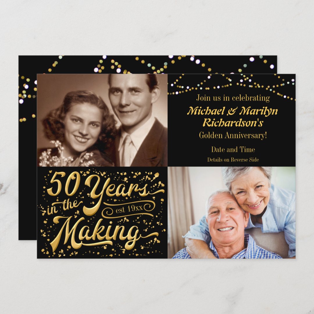 50 Years in the Making Then & Now Anniversary Invitation | Zazzle
