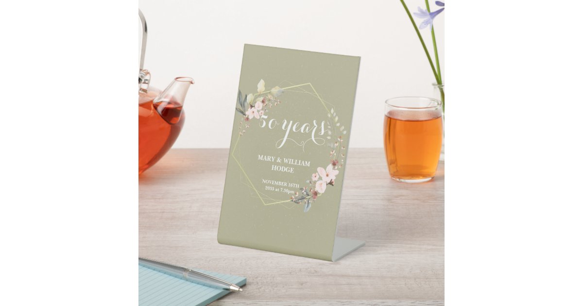 "50 Years of Forever: An Anniversary to Remember" Pedestal Sign | Zazzle