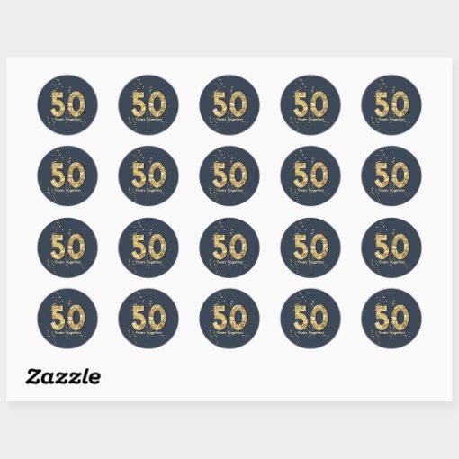 50 Years Wedding Anniversary Party Typography Classic Round Sticker ...