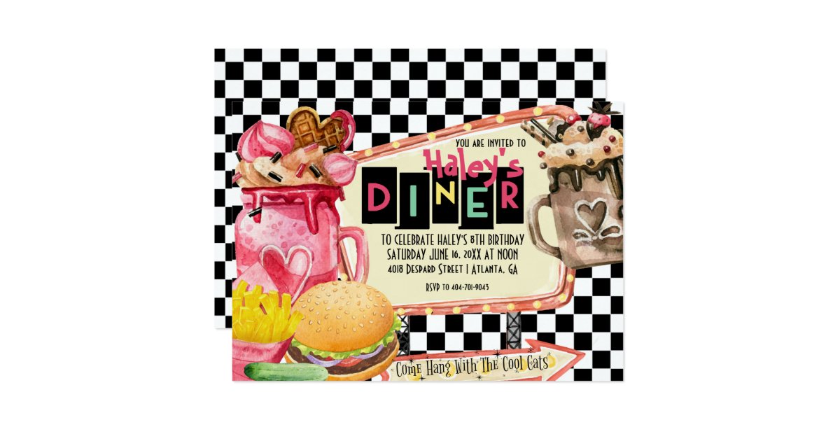 50's Diner Milkshake Party Invitation | Zazzle.com