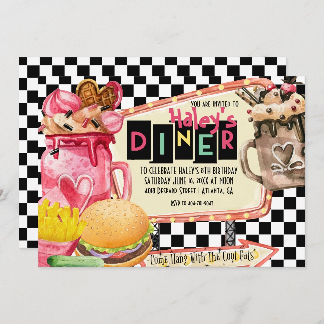 50's Diner Milkshake Party Invitation | Zazzle
