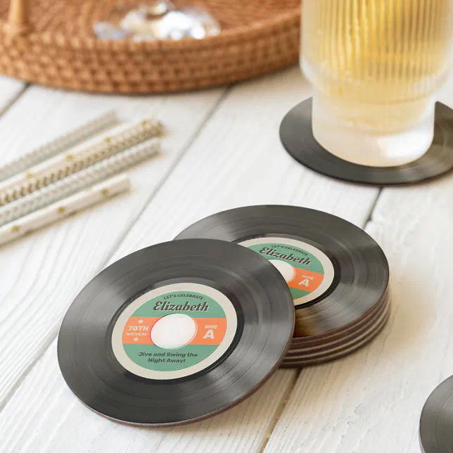 50's Record Style Round Paper Coaster | Zazzle
